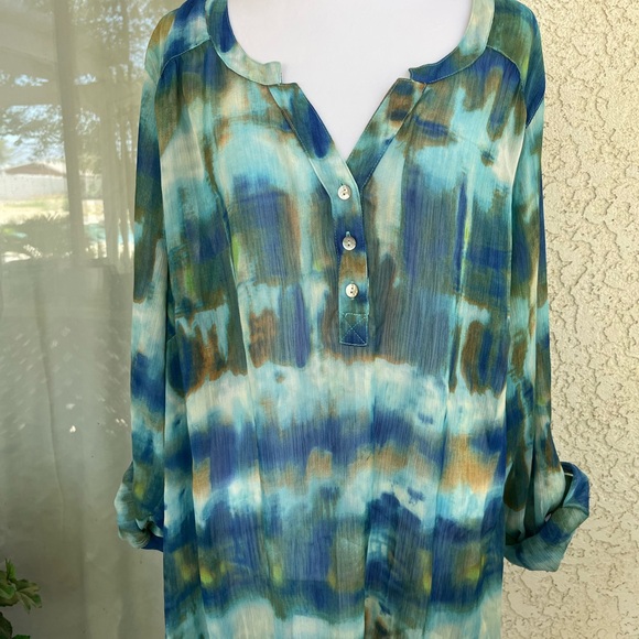 dressbarn | Tops | Dressbarn Teal And Olive Blouse | Poshmark